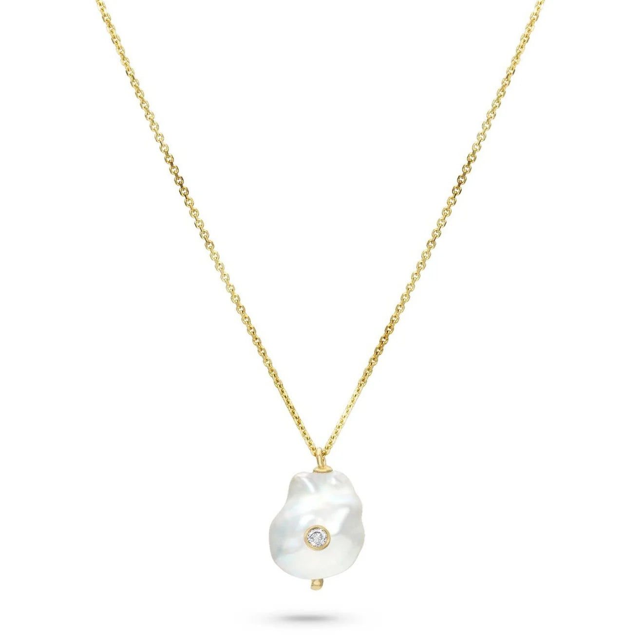 baby baroque white pearl + natural diamond necklace – Len Collective