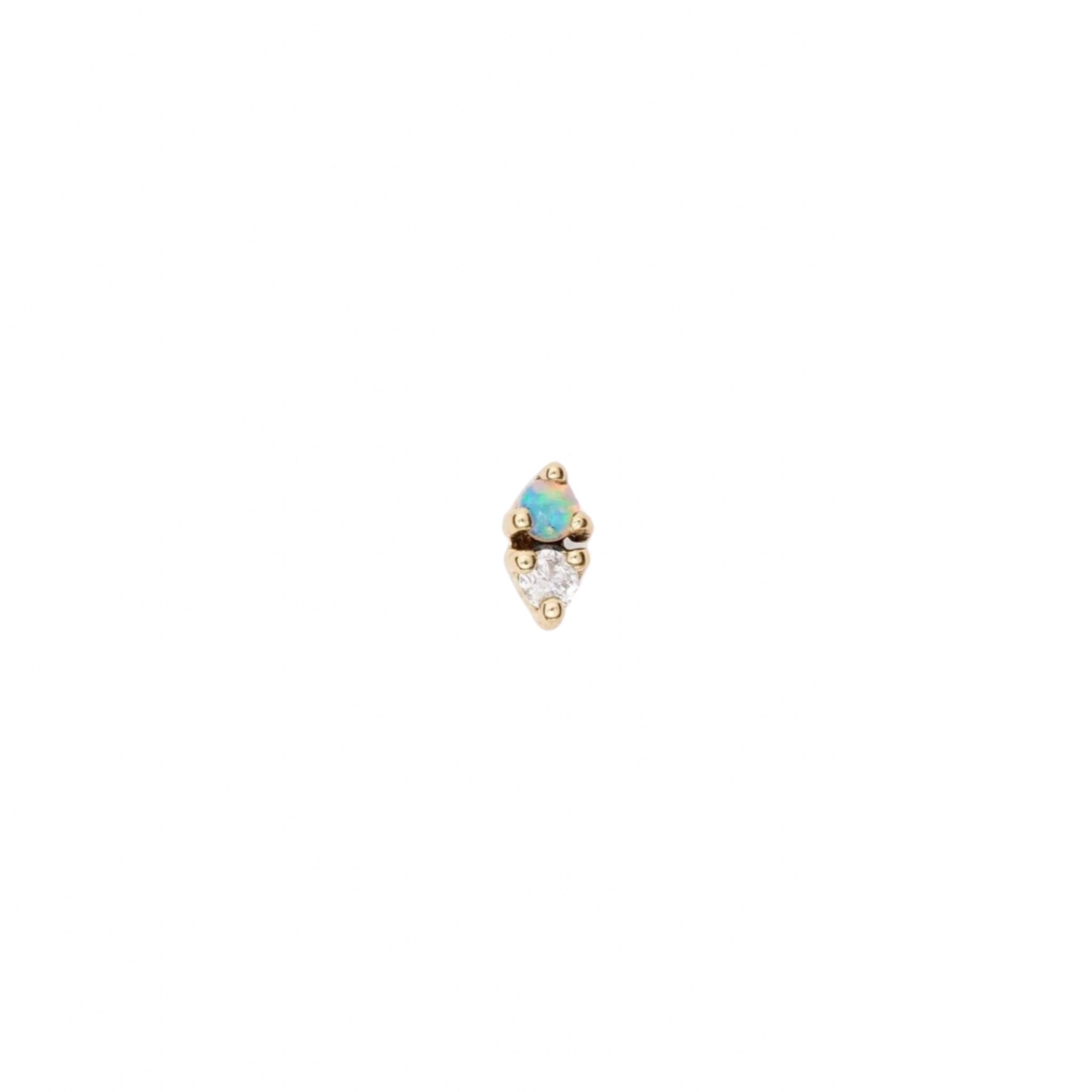 wwake / two-step stud earring - opal + diamond - single – Len Collective