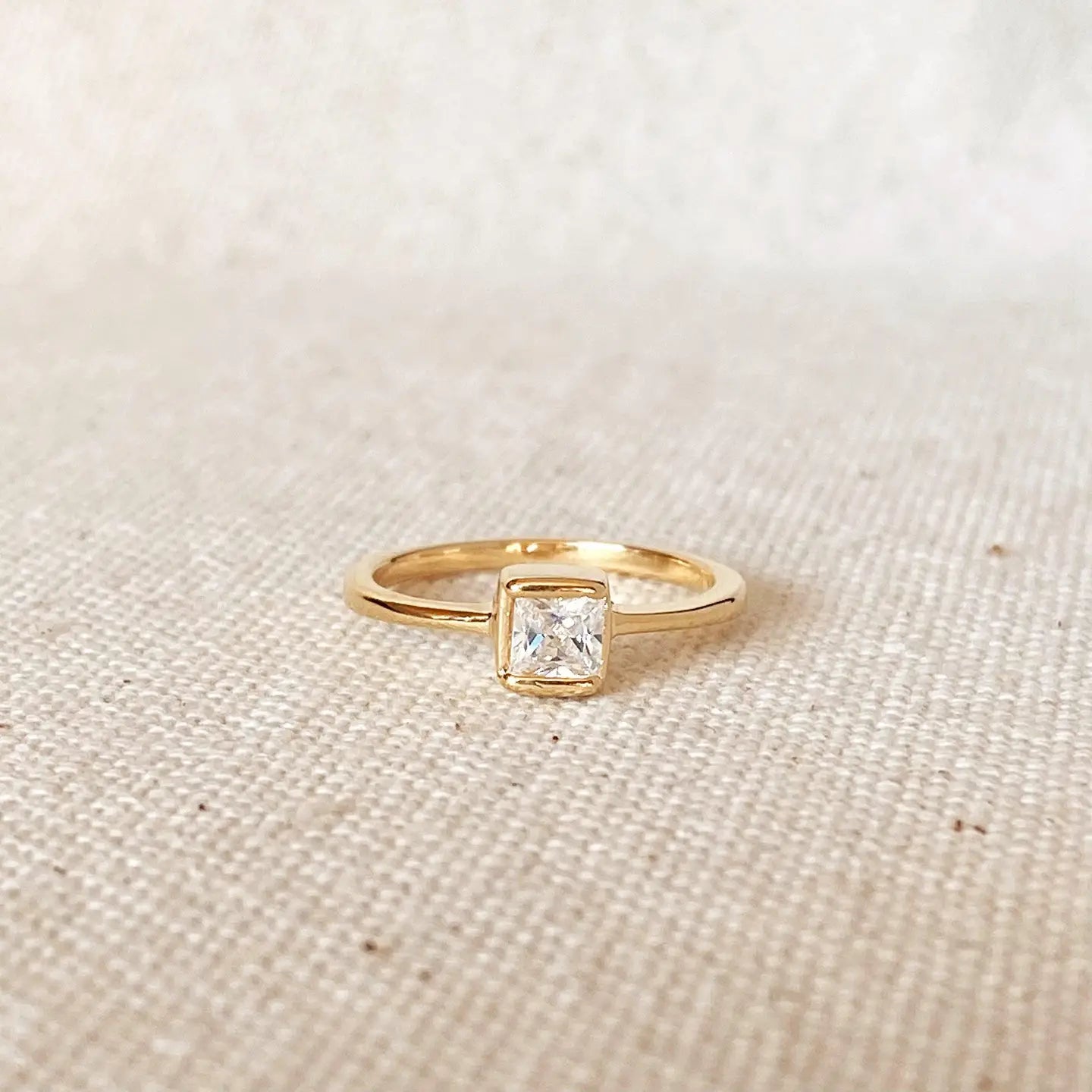 square channel-set stone ring - cz – Len Collective
