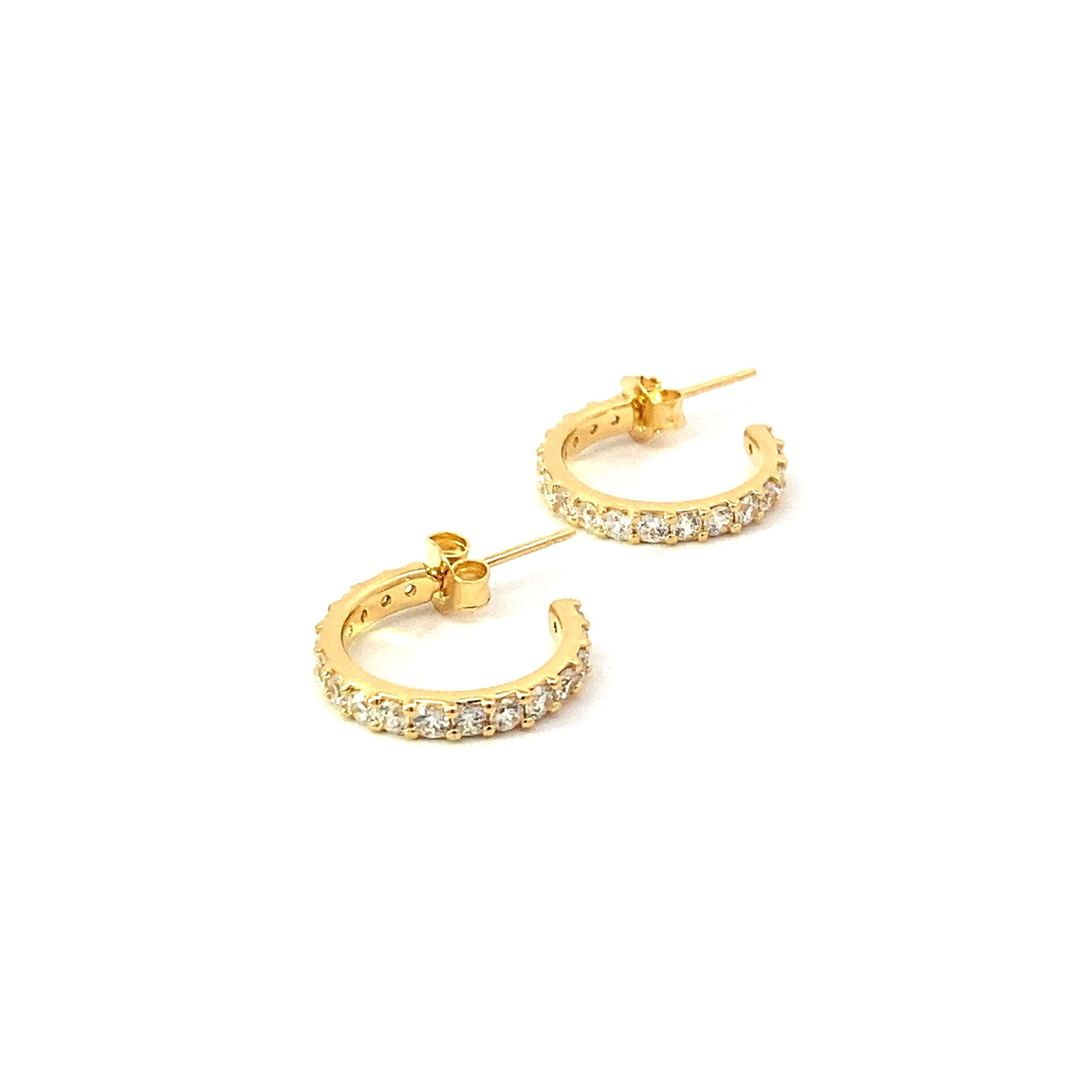 continuous prong stone post hoop earrings - cz – Len Collective